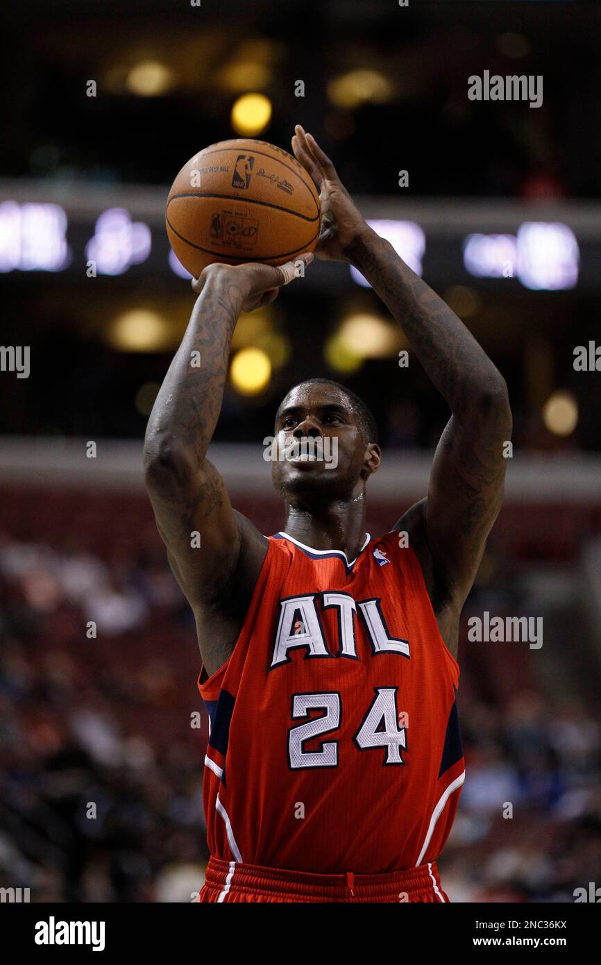 Atlanta Hawks' Marvin Williams (24) shoots a free-throw in an NBA ...