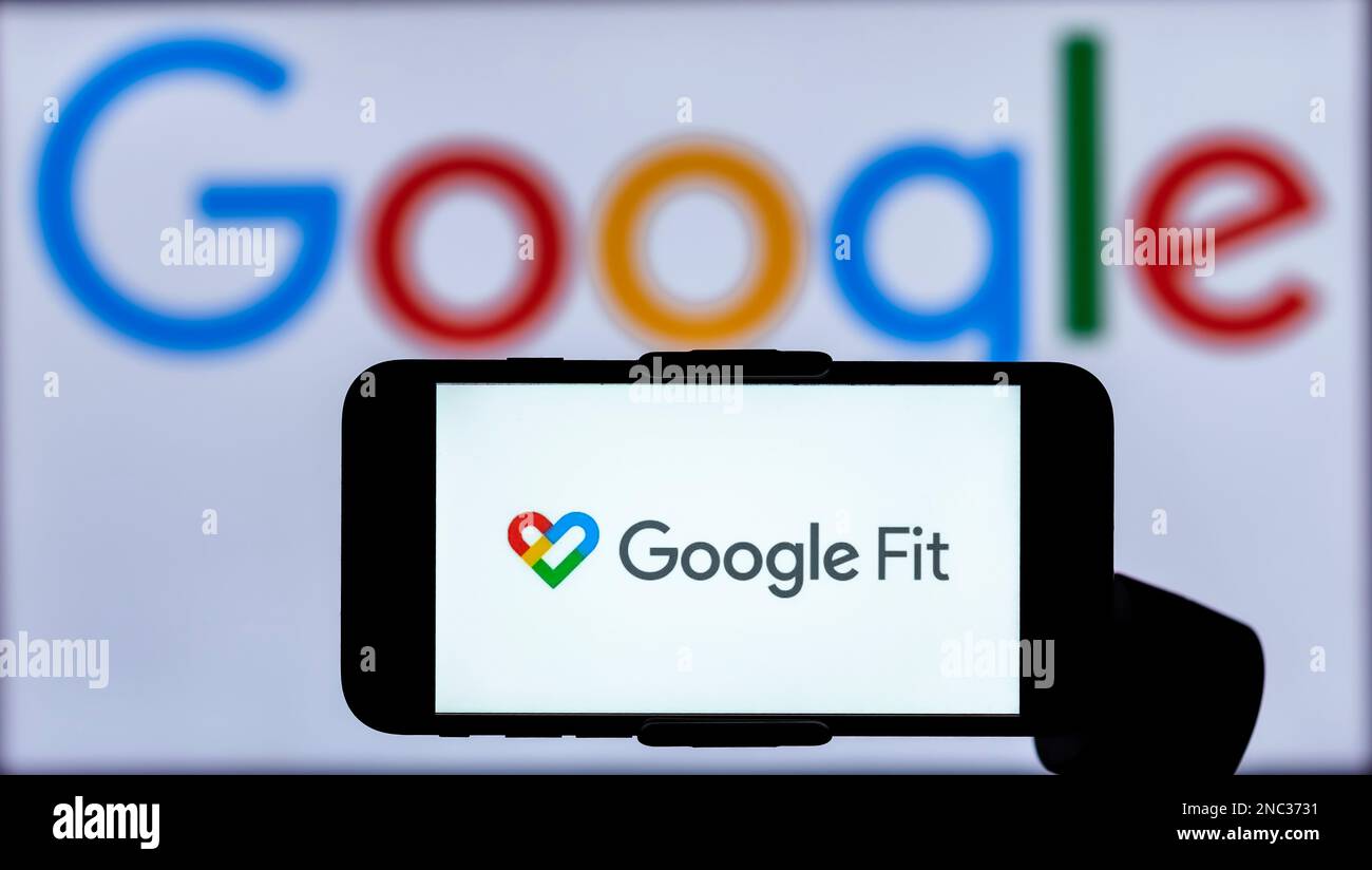 In this photo illustration, the logo of Google Fit is seen displayed on ...