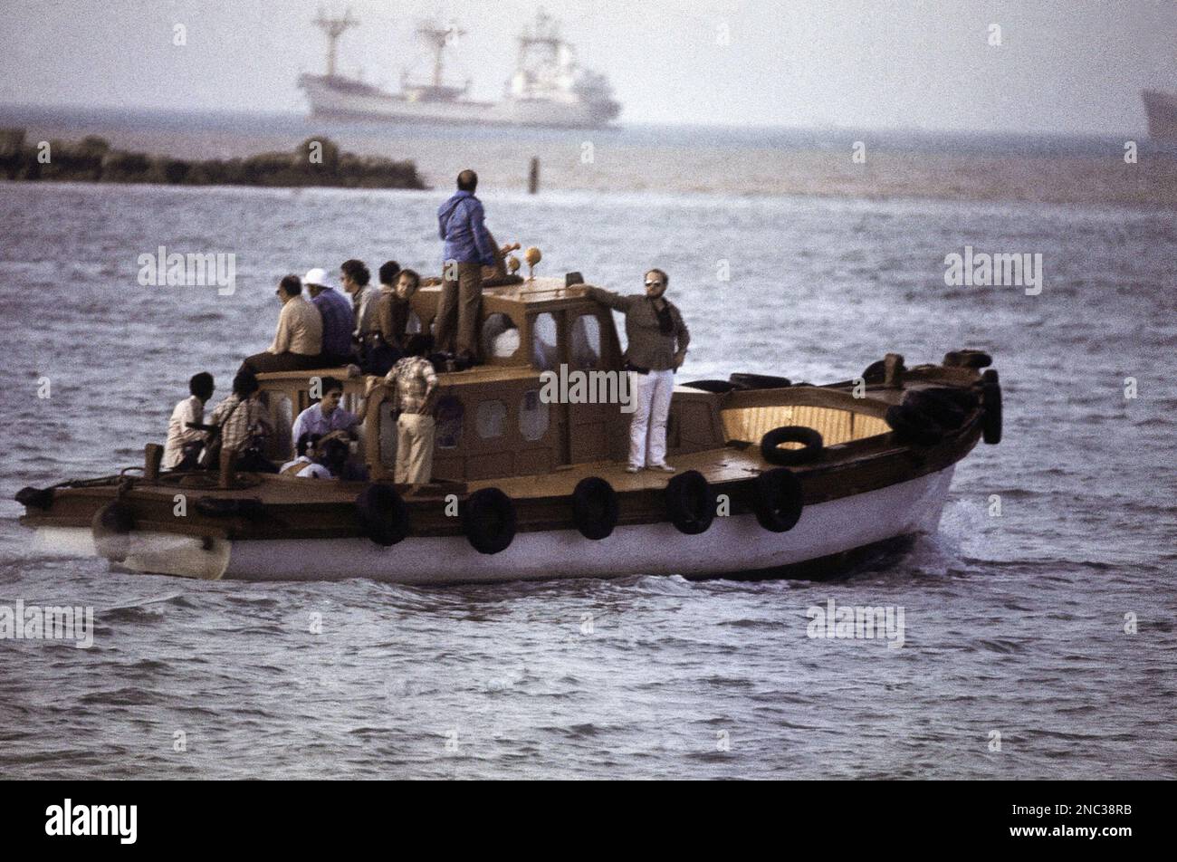 Ismailia ship going through Suez Canal, Egypt in 1979. (AP Photo Stock ...