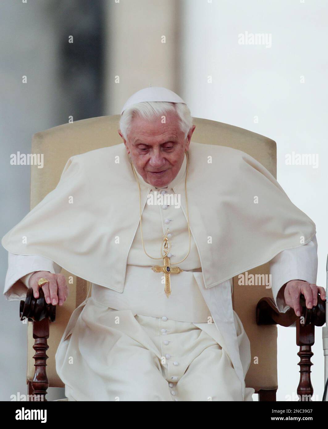 Pope Benedict XVI stands up during his weekly general audience in St ...