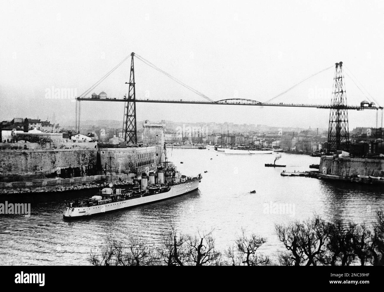 A French Torpedo Destroyers entering the harbor of Marseilles, France ...