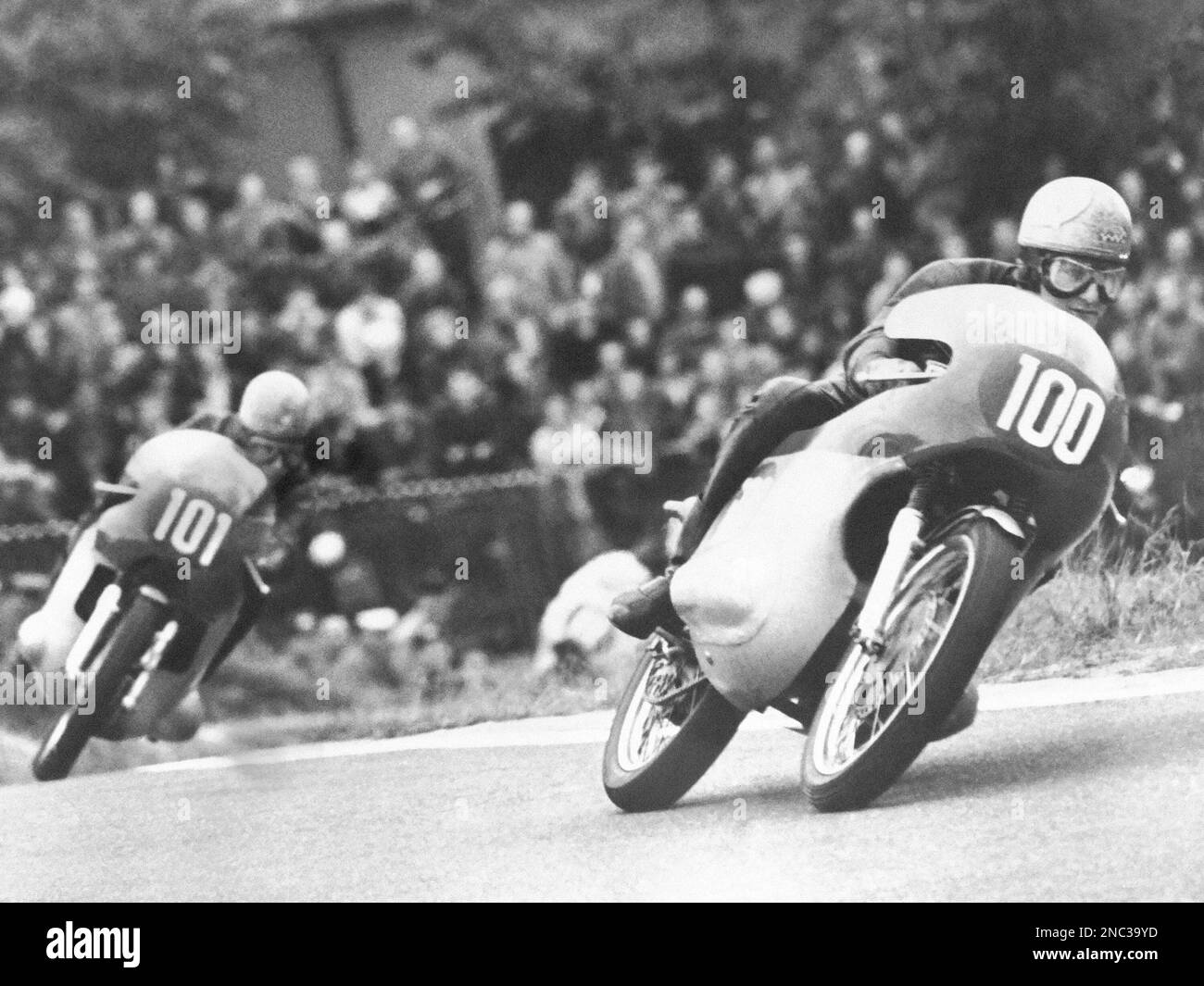 Britain’s Mike Hailwood flashes ahead of Alan Shepherd during the ...