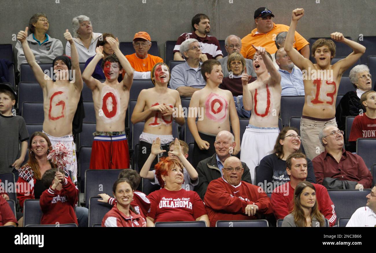 Oklahoma fans cheer on their team during the first half of the second ...