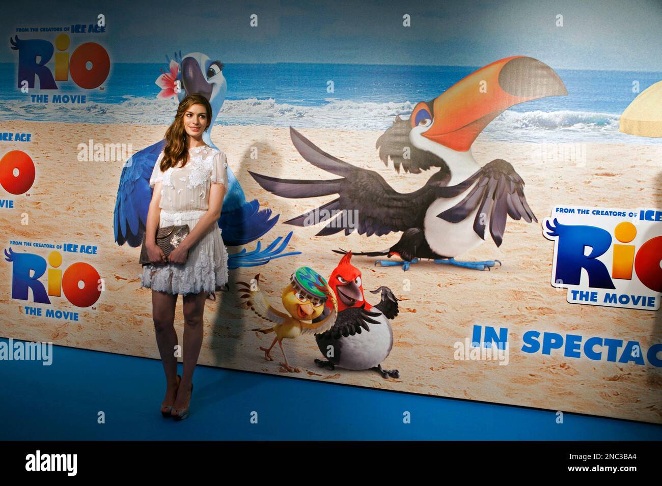 Actress Anne Hathaway, a cast member of the film 'Rio, the movie' poses ...