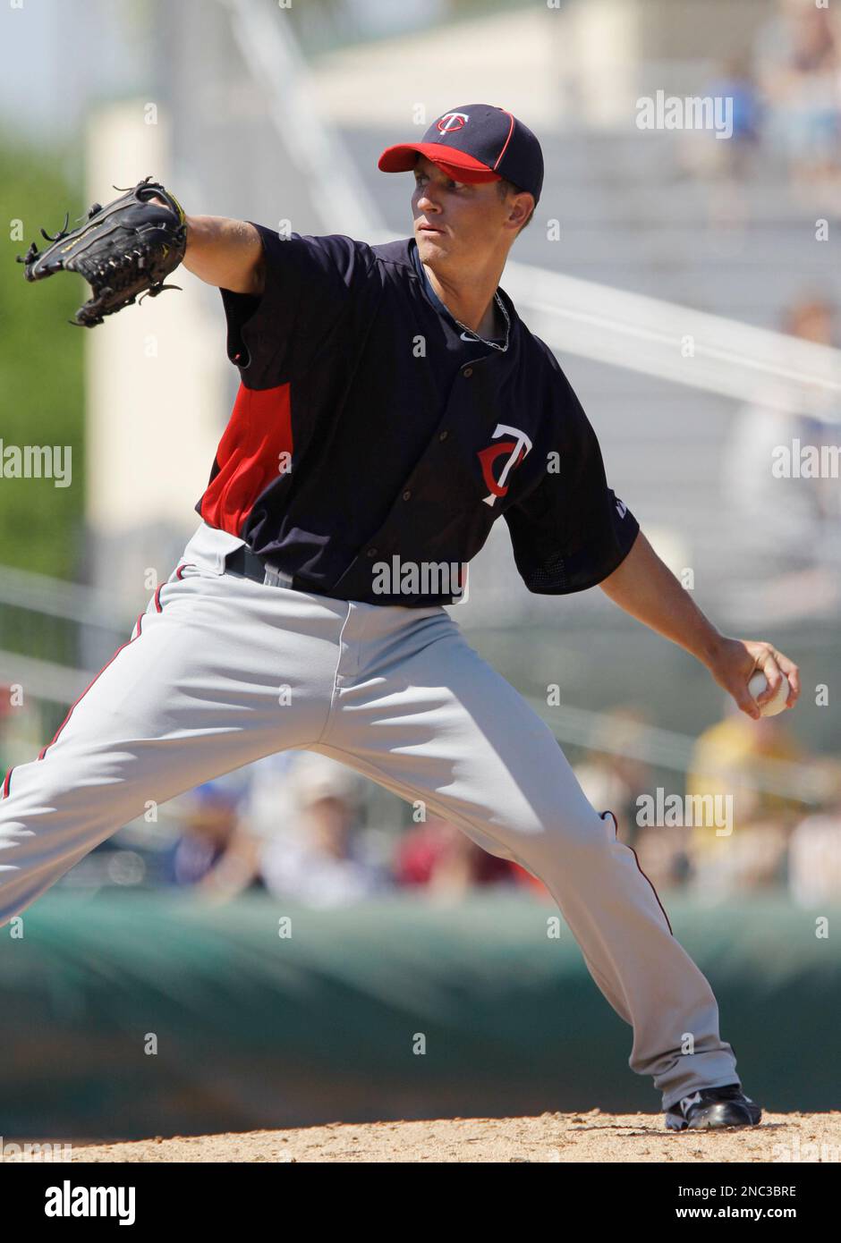 Minnesota Twins relief pitcher Dusty Hughes (56) during a spring ...