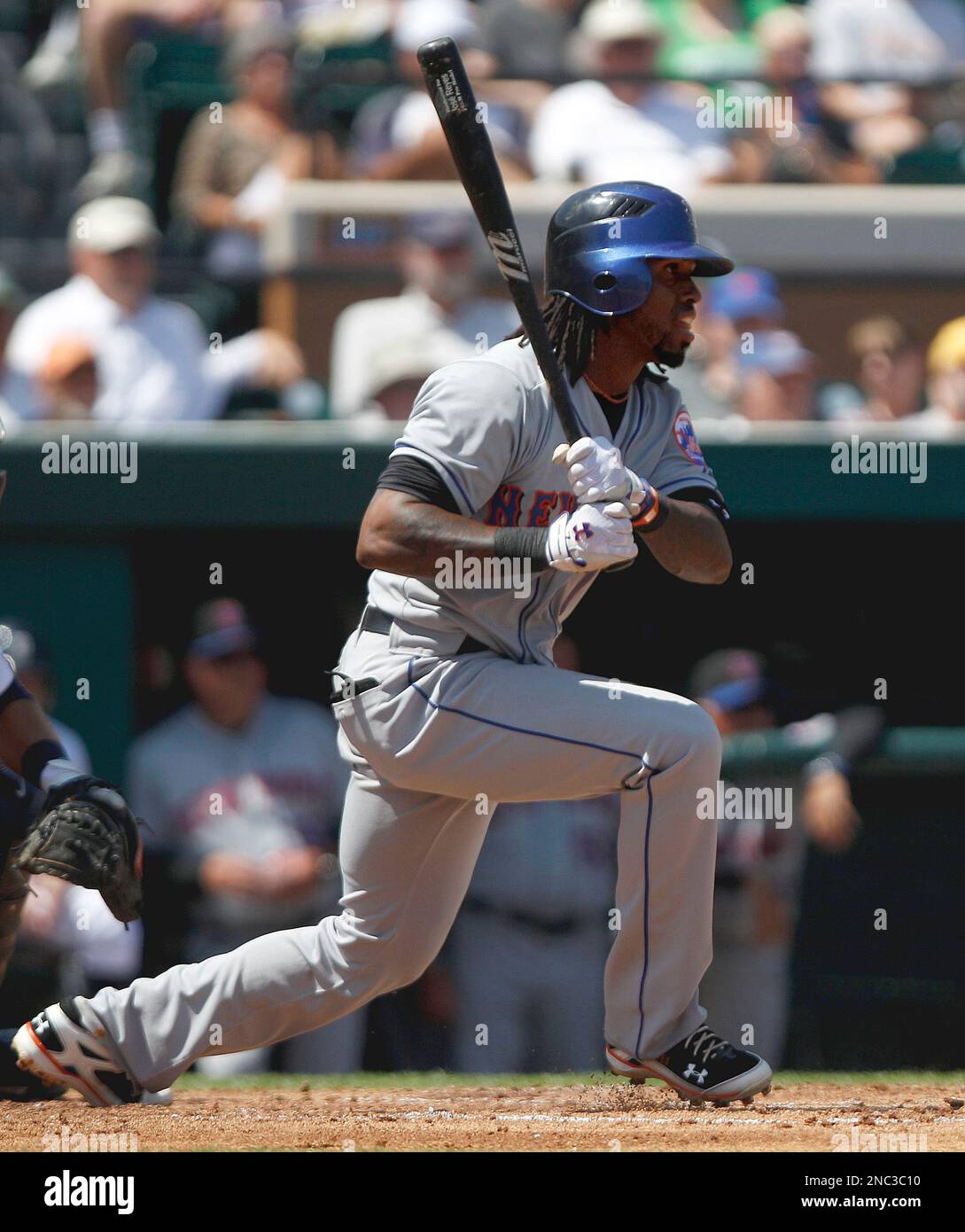 New York Mets shortstop Jose Reyes bats in a spring training baseball ...