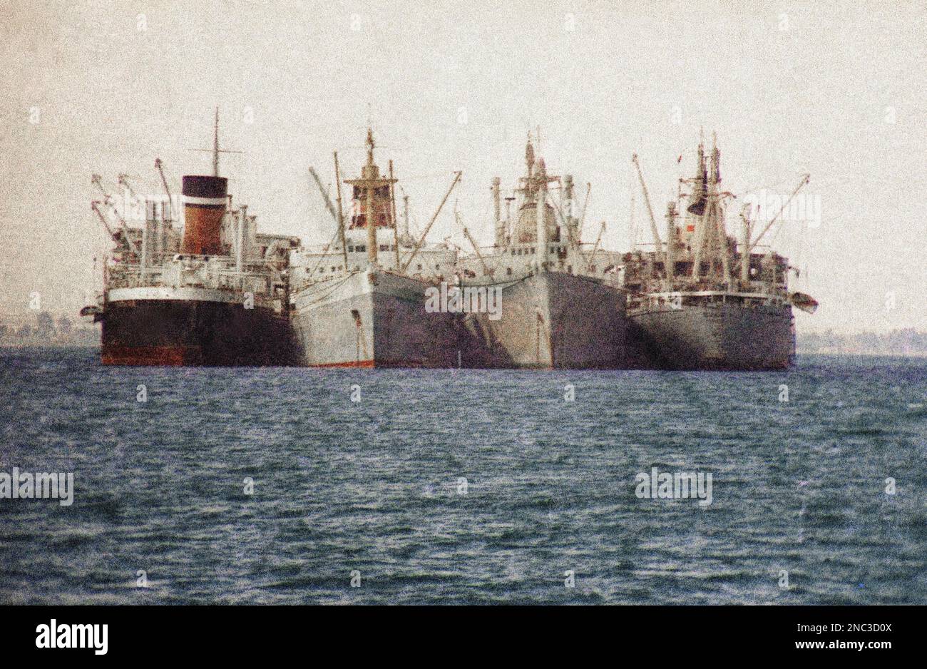 Some ships in the Bitter Lakes which were abandoned by their original ...