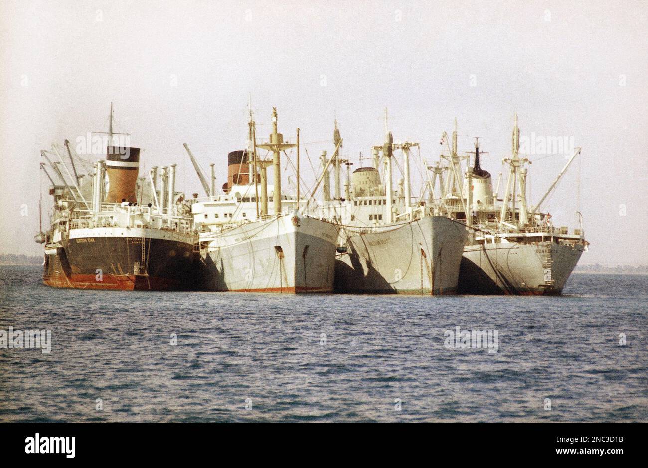 Some ships in the Bitter Lakes which were abandoned by their original ...