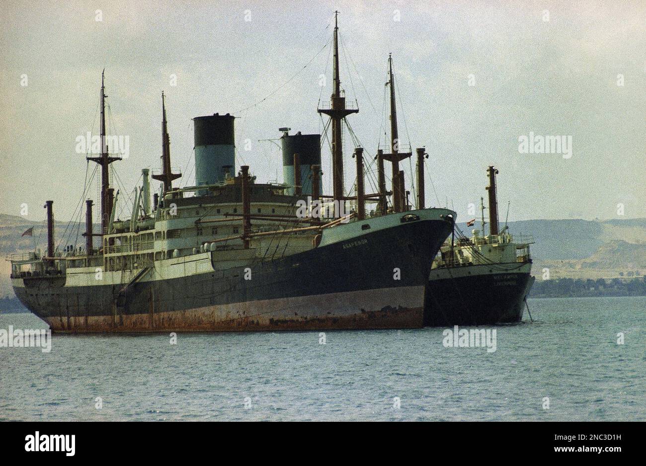 Some ships in the Bitter Lakes which were abandoned by their original ...