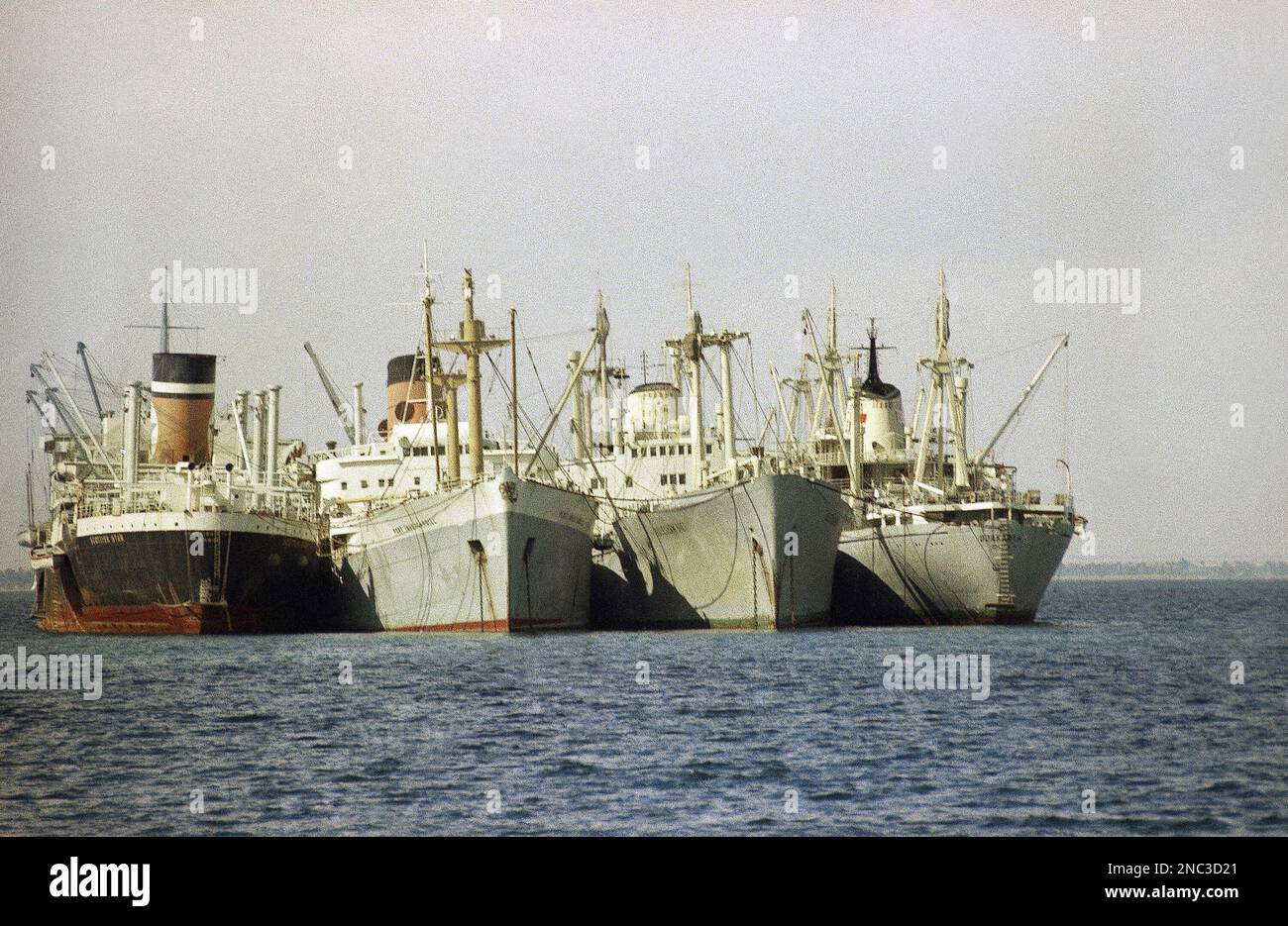 Some ships in the Bitter Lakes which were abandoned by their original ...