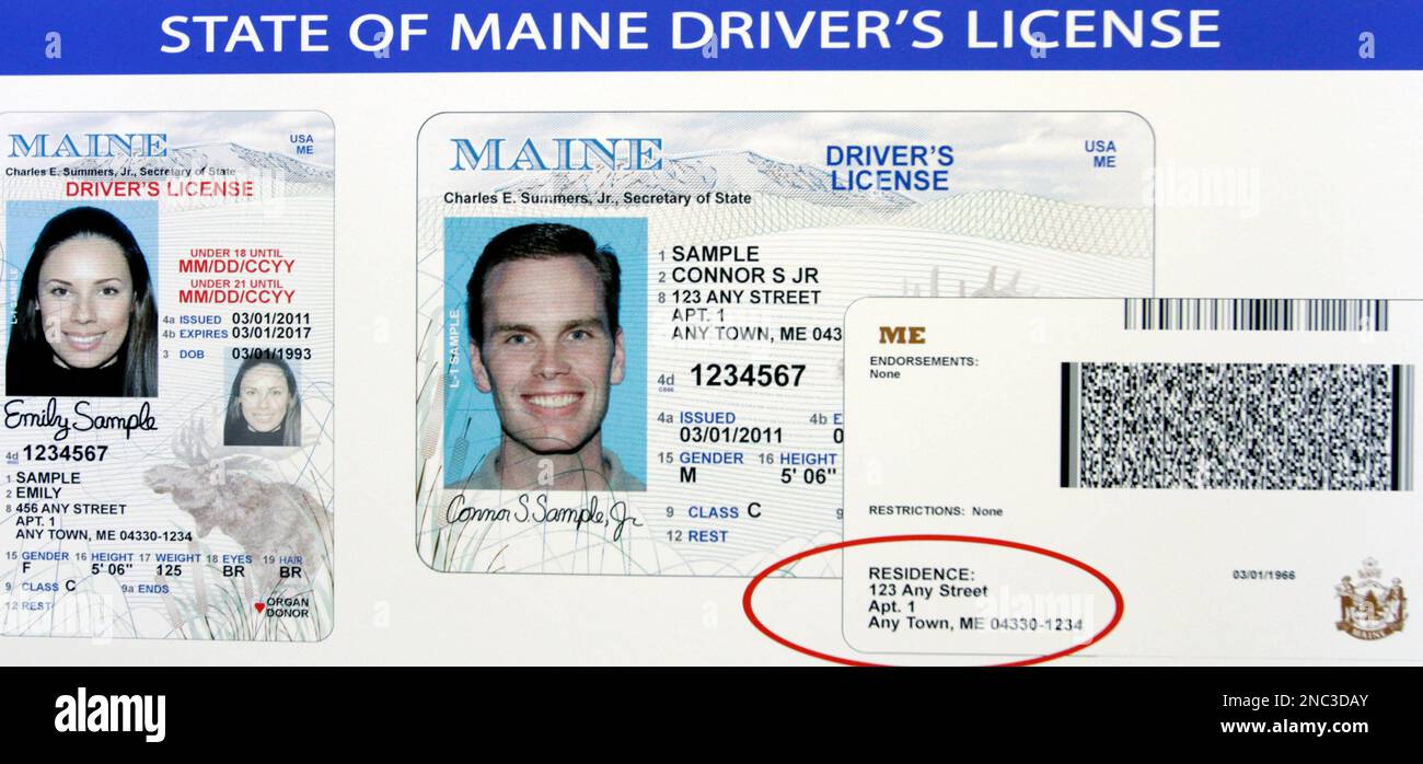 A poster showing the new Maine driver's license was unveiled at a news ...