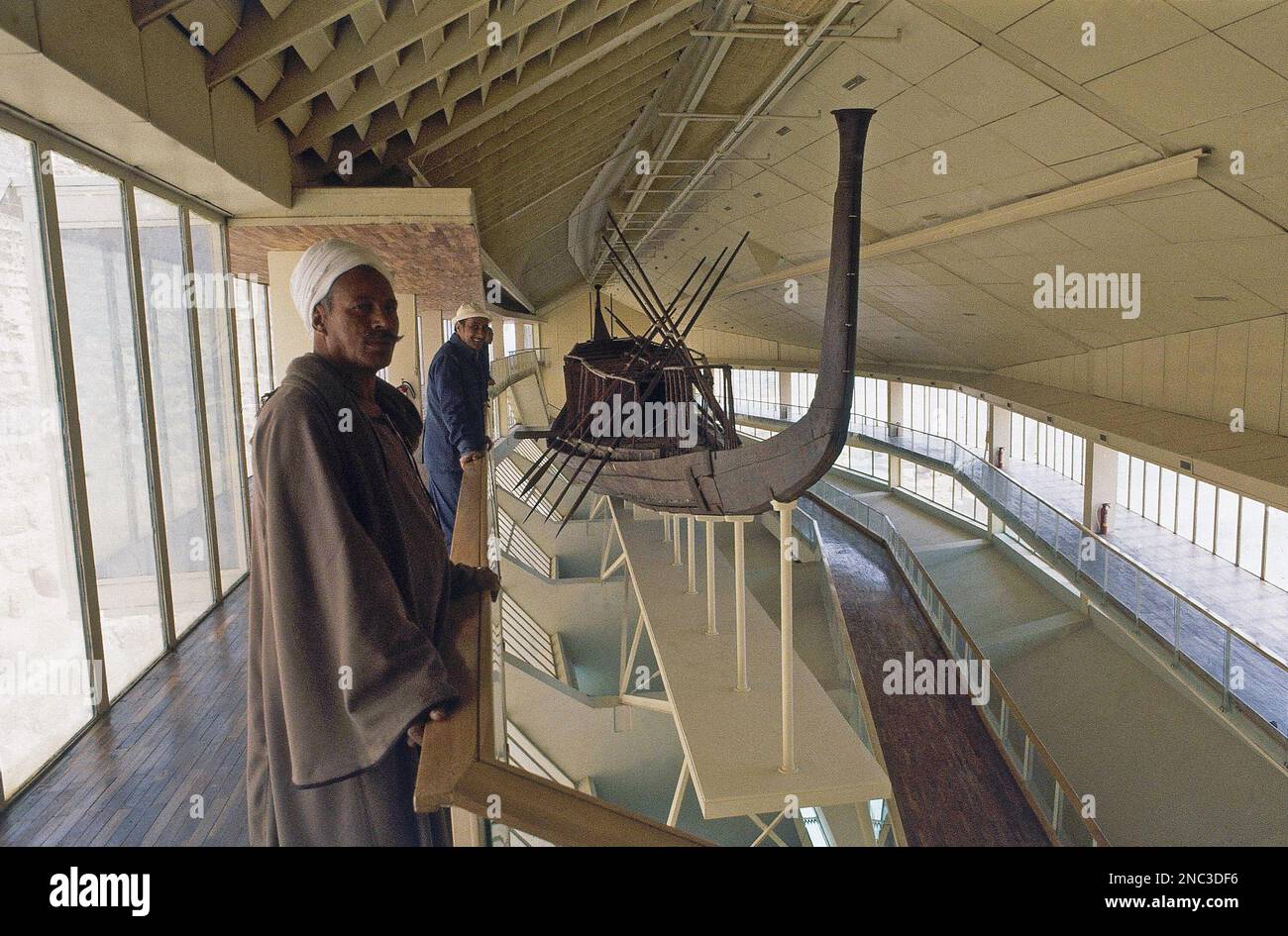 The 4,500 year old solar boat inside the Solar Boat Museum newly opened ...
