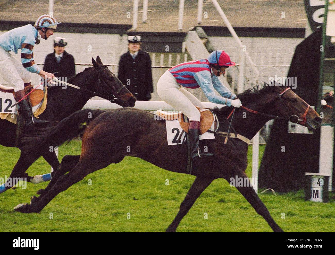 Britain's Princess Anne urges her mount, "Against the Grain", past the ...