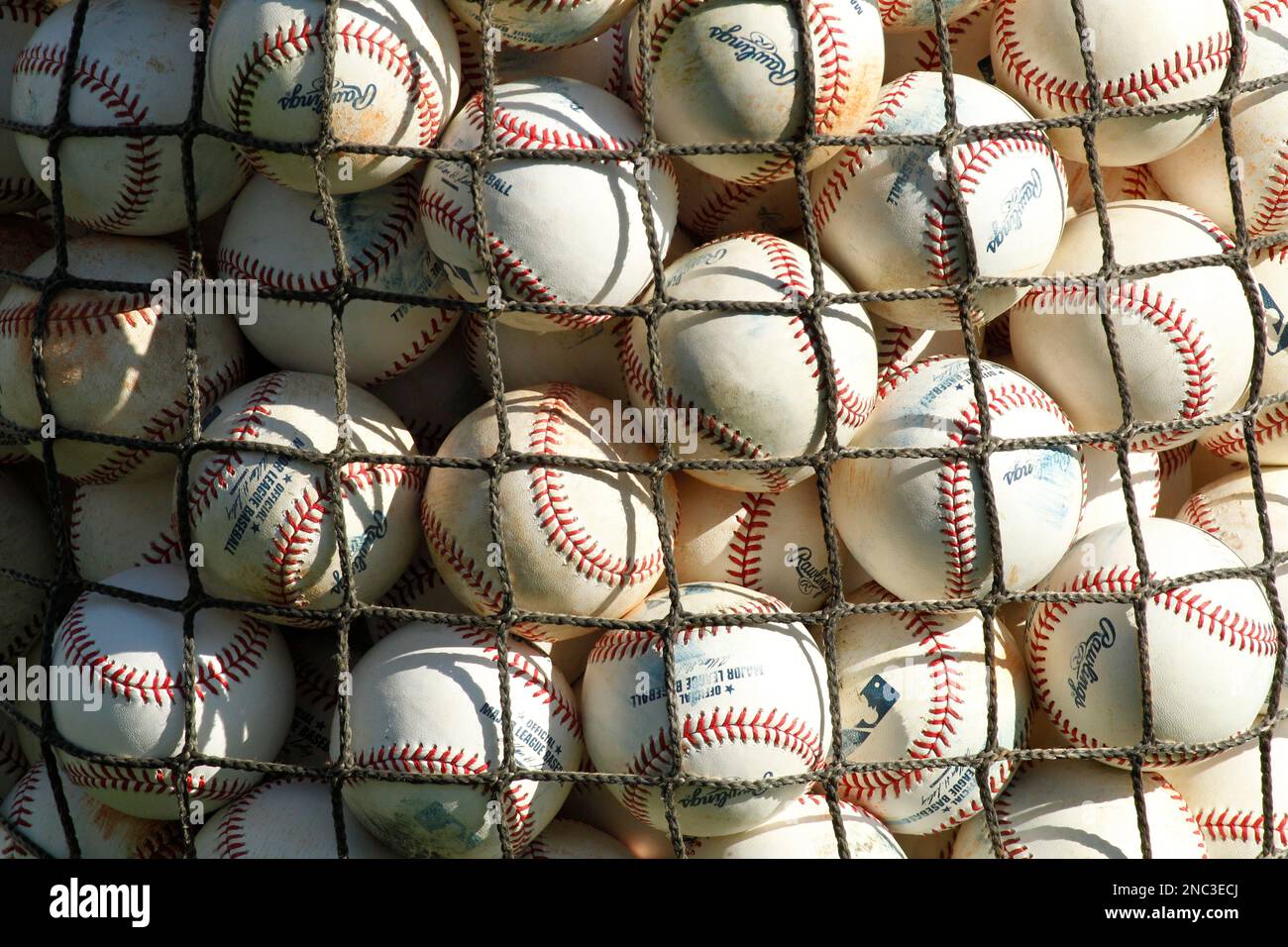 These are batting practice baseballs used before a spring training ...