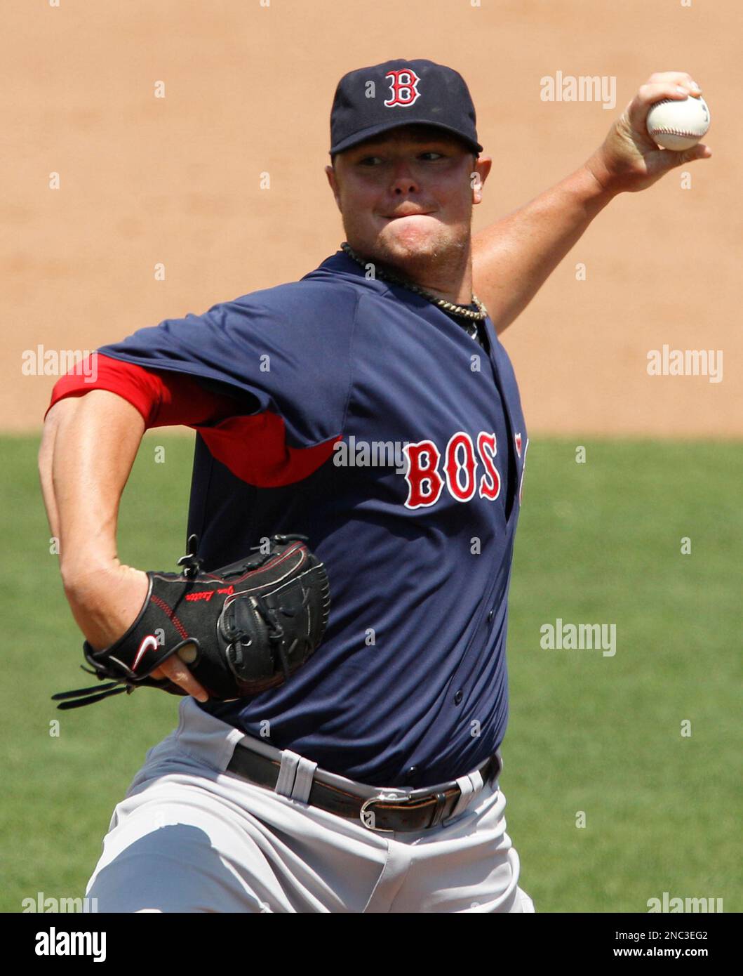 Boston Red Sox pitcher Jon Lester throws in the fifth inning of a ...