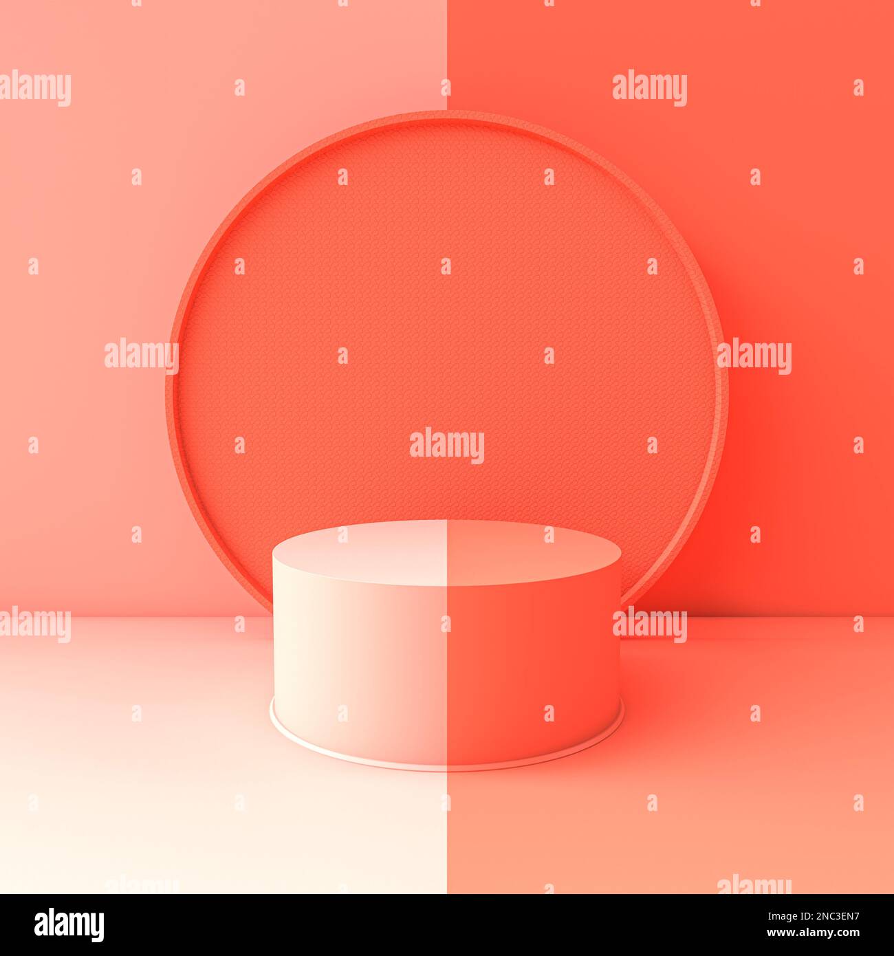 two-tone podium with circular shapes. 3d render Stock Photo - Alamy