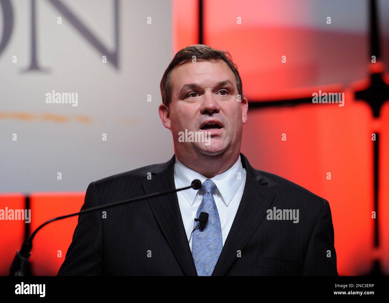 Rand Harbert, senior vice president of State Farm, speaks at the Grad ...