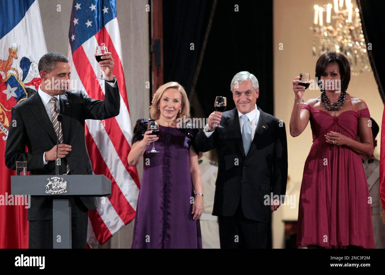 President Barack Obama, left, and first lady Michelle Obama, far right ...
