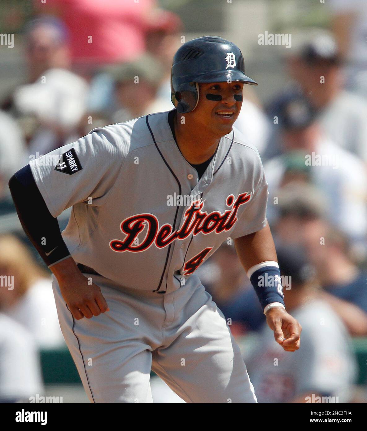 Detroit Tigers catcher Victor Martinez (41) plays in a spring training ...