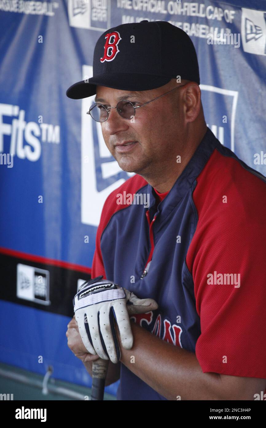 Boston Red Sox manager Terry Francona sits in the dugout before a ...