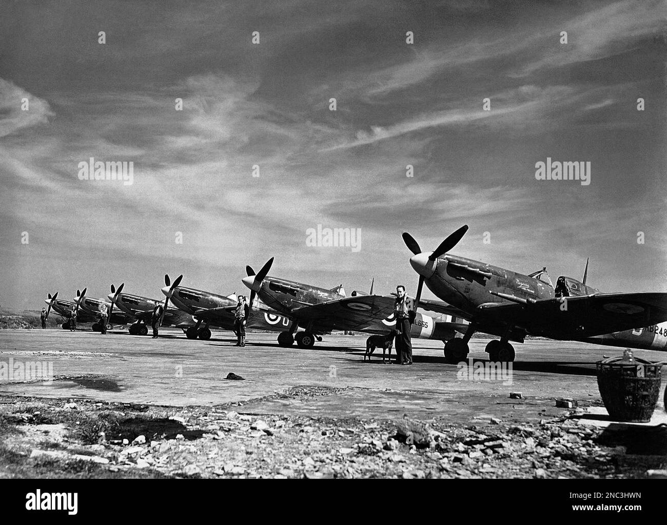 Royal Air Force Spitfires, at an airfield somewhere in England , on May ...