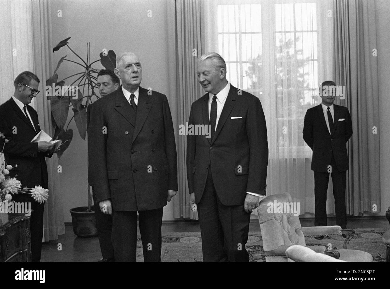 French President Charles de Gaulle with Kurt Georg Kiesinger, the ...
