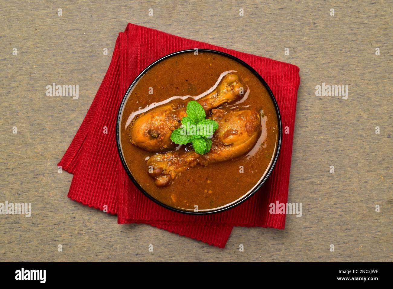 Masala Chicken Curry Bowl Top View Stock Photo - Alamy