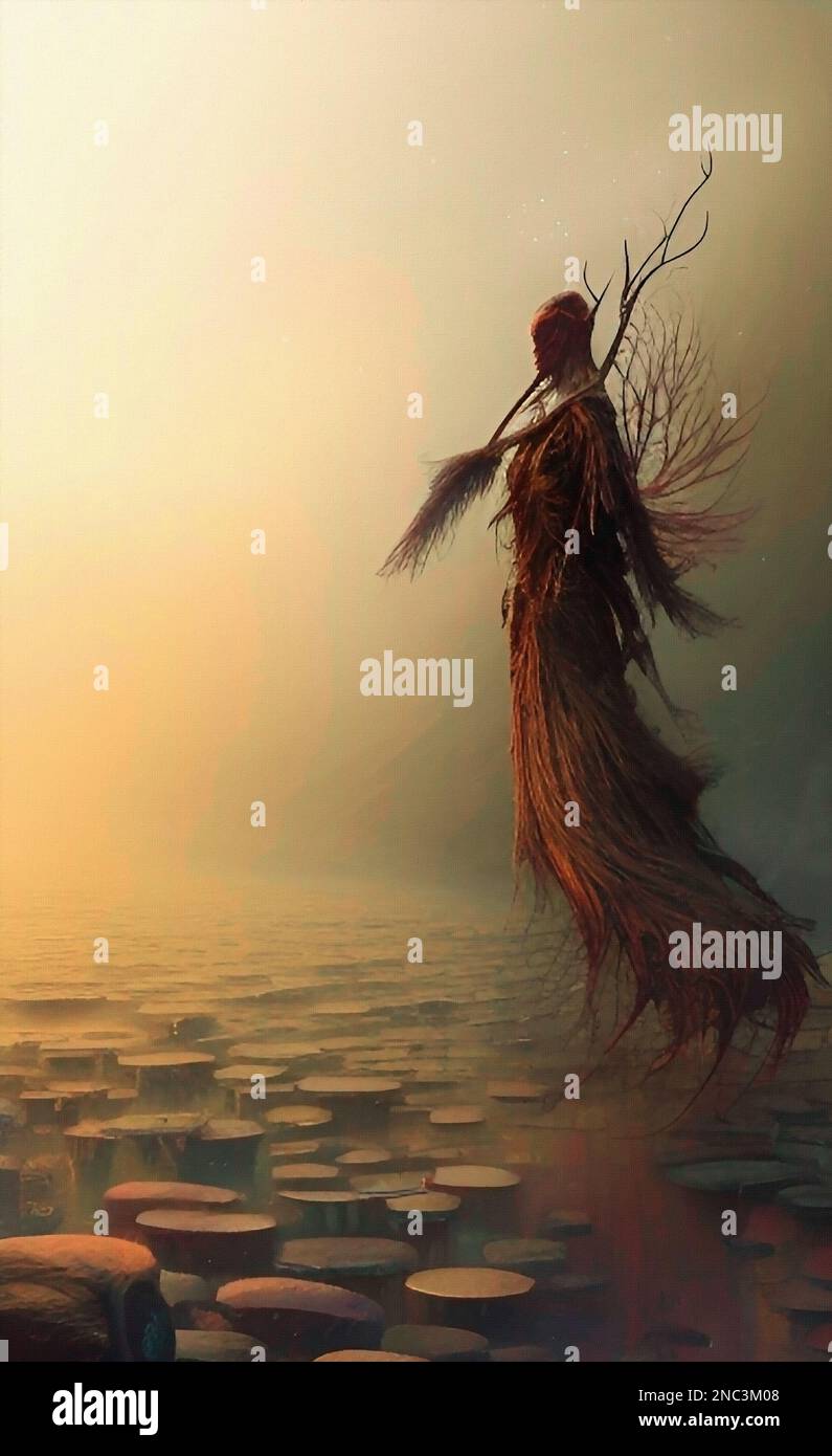 Spirit of Void. Witch or demon hovering above the ground Stock Photo ...