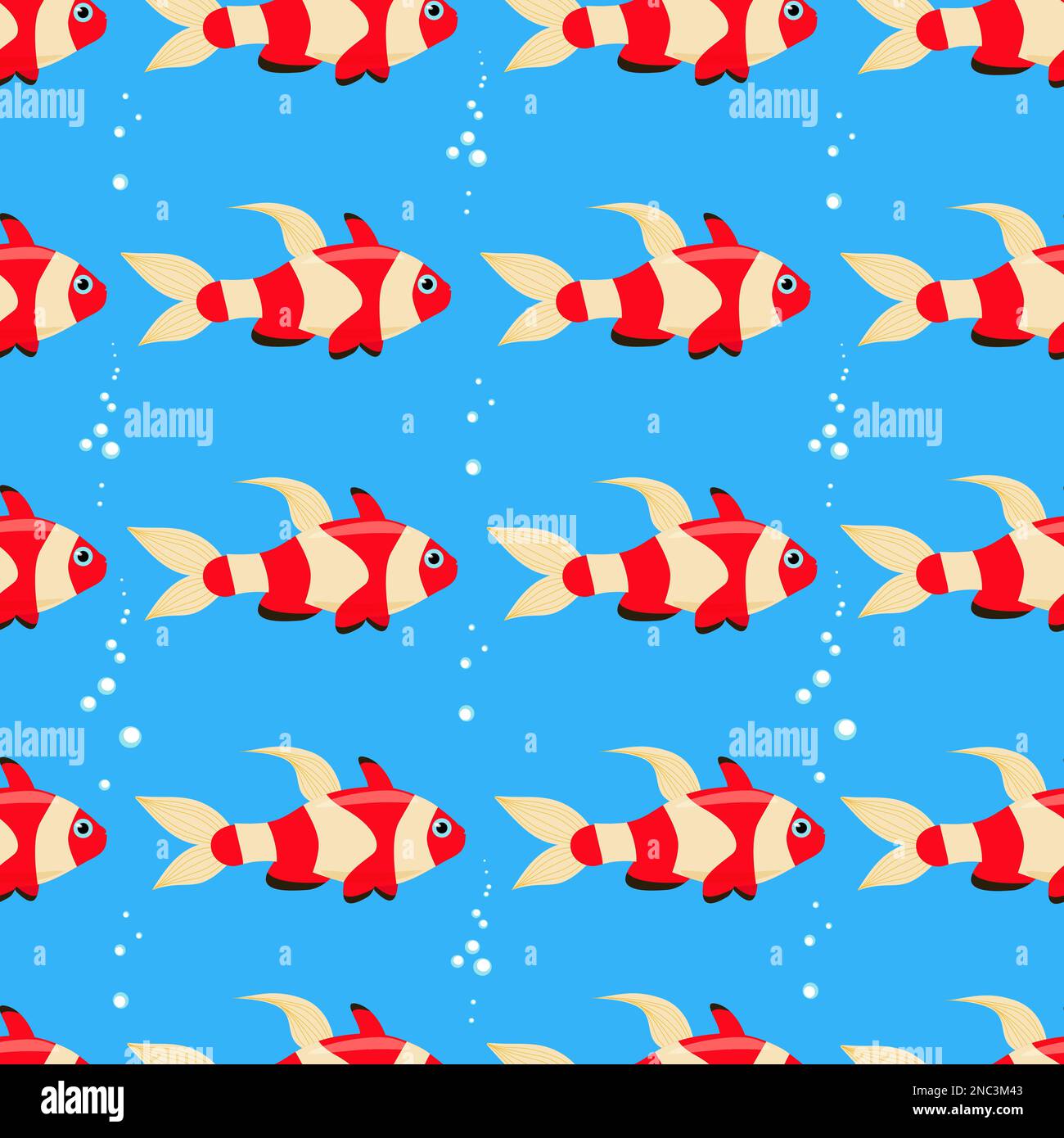 Exotic bright fish seamless pattern. Vector marine fish in flat style ...