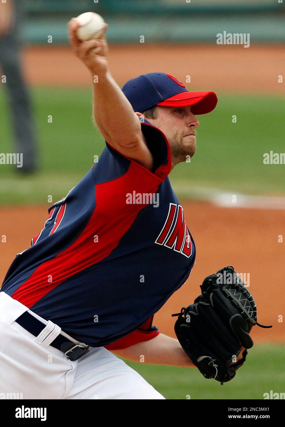 Cleveland Indians starting pitcher Mitch Talbot throws to the Arizona ...