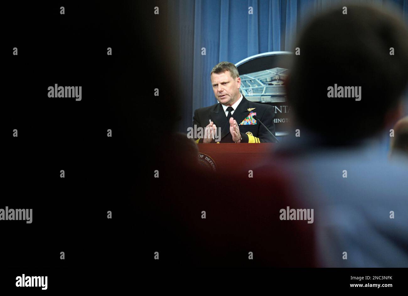 Navy Vice Adm. Bill Gortney, director of the Joint Staff, gives an ...