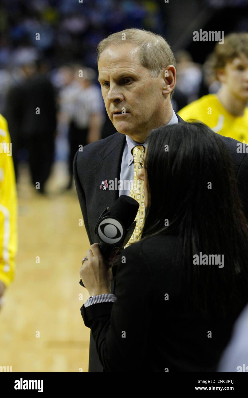 Michigan head coach John Beilein speaks to CBS TV before a West ...