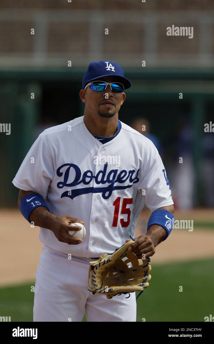 Los Angeles Dodgers' Rafael Furcal talks to his teammate before the ...