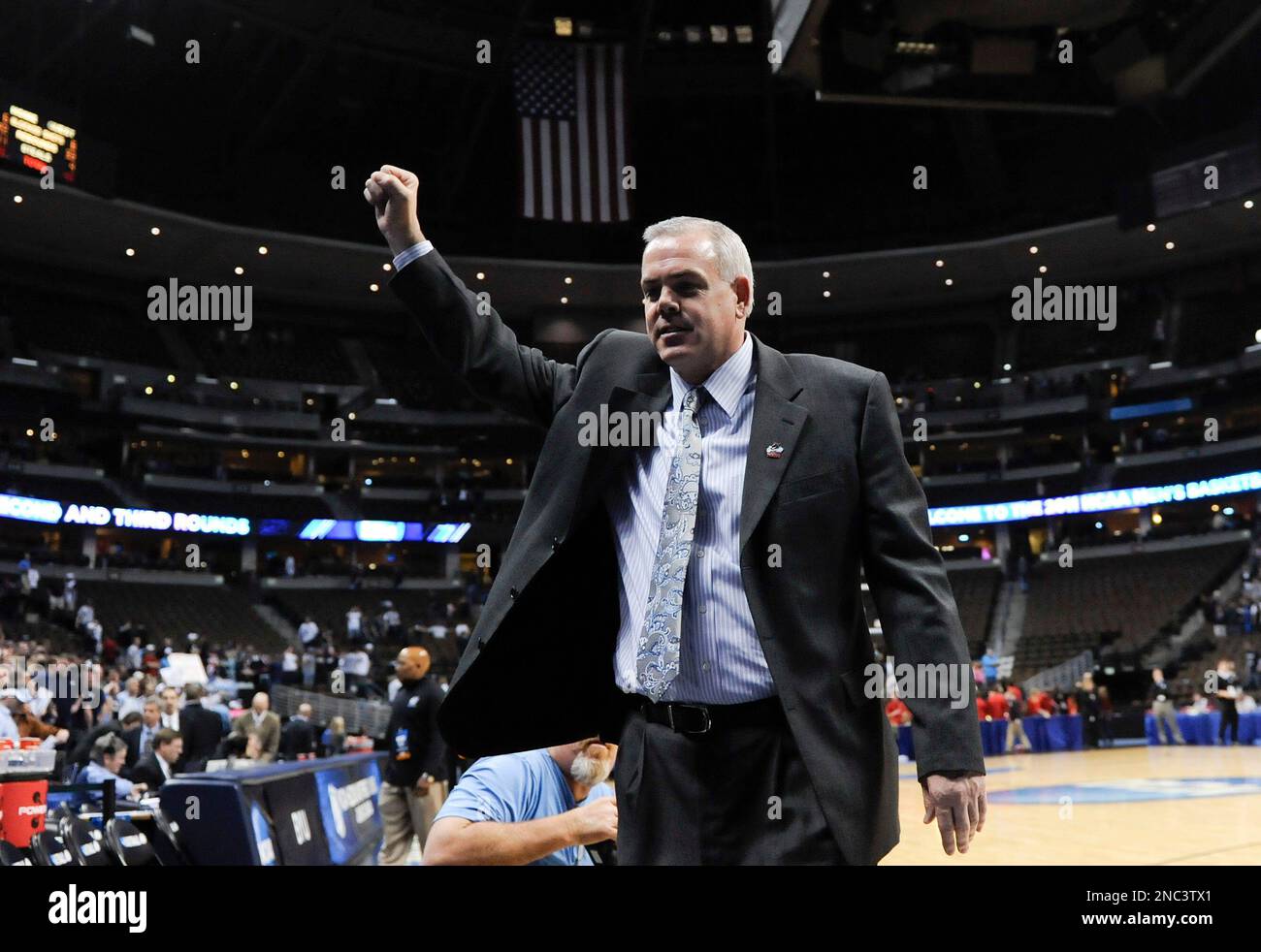 BYU coach Dave Rose walks off the court after defeating Gonzaga 89-67 ...