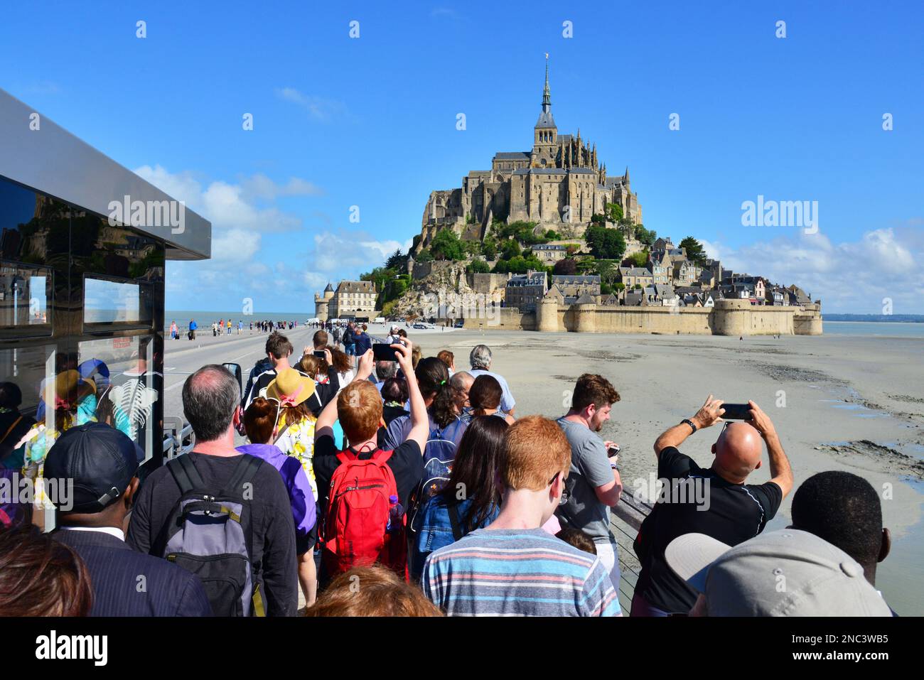France. Manche (50). Mont Saint-Michel. Tourists taking photo of the ...