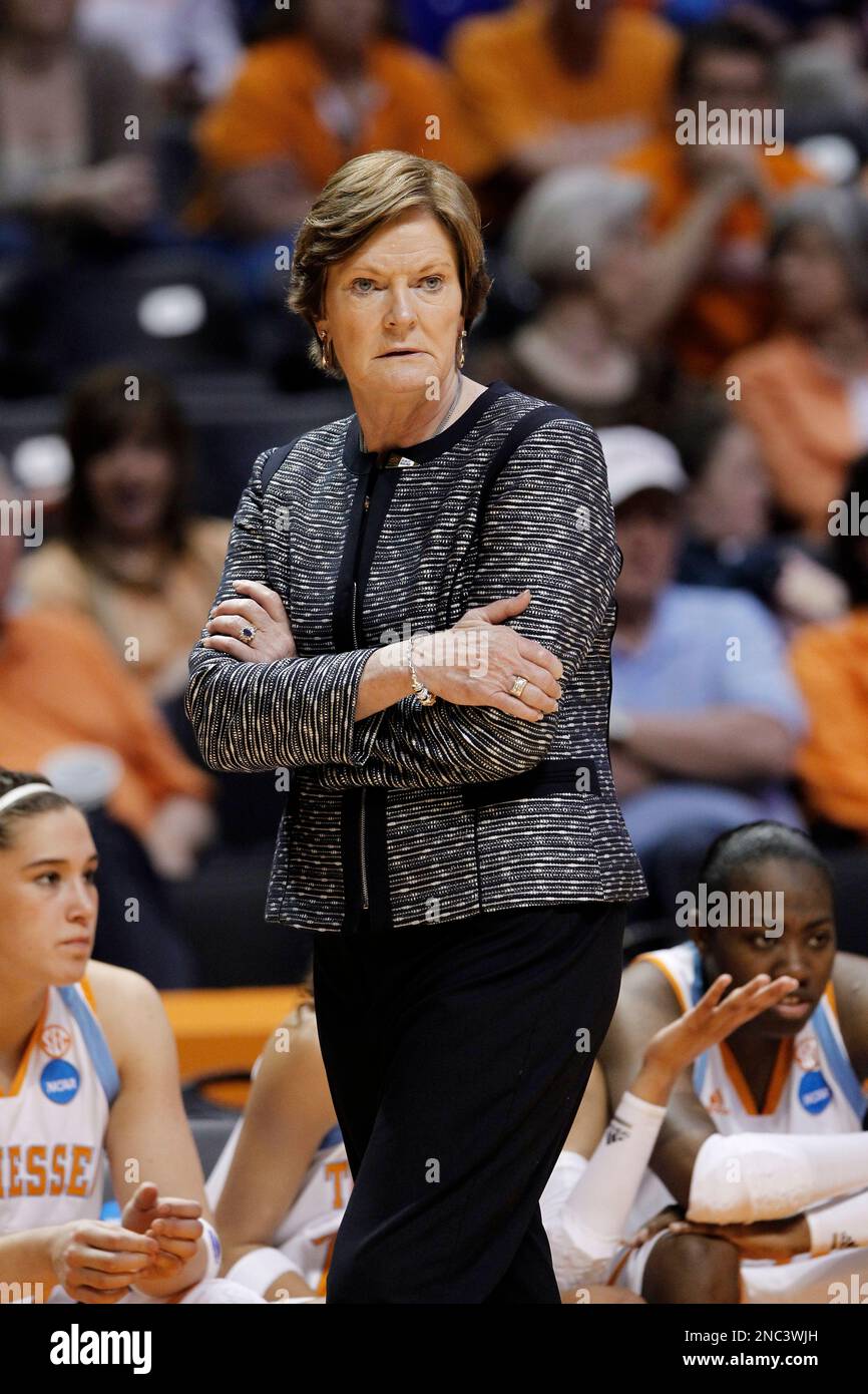 Tennessee head coach Pat Summitt watches in the first half of a first ...