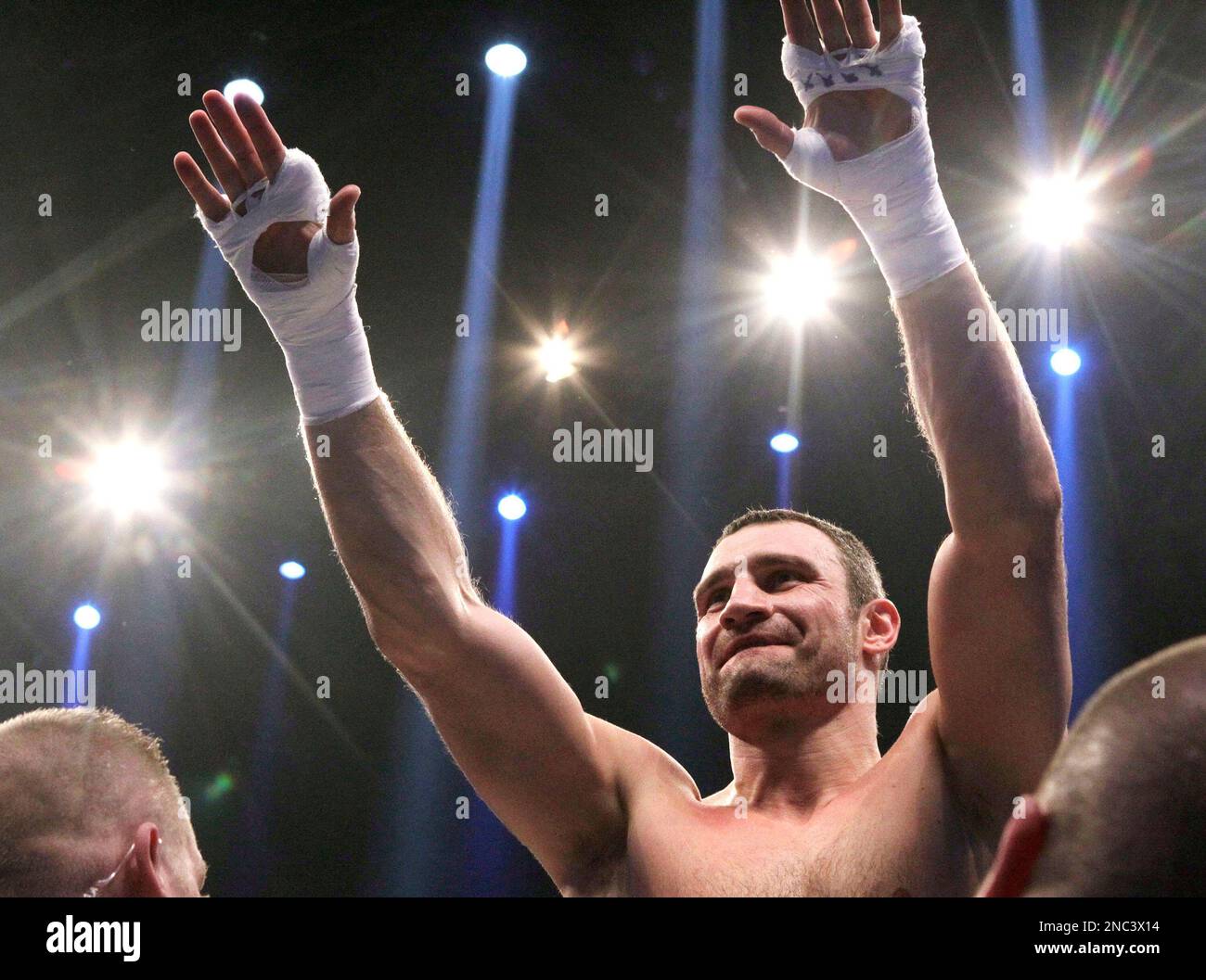 Champion Vitali Klitschko of the Ukraine celebrates after defeating ...