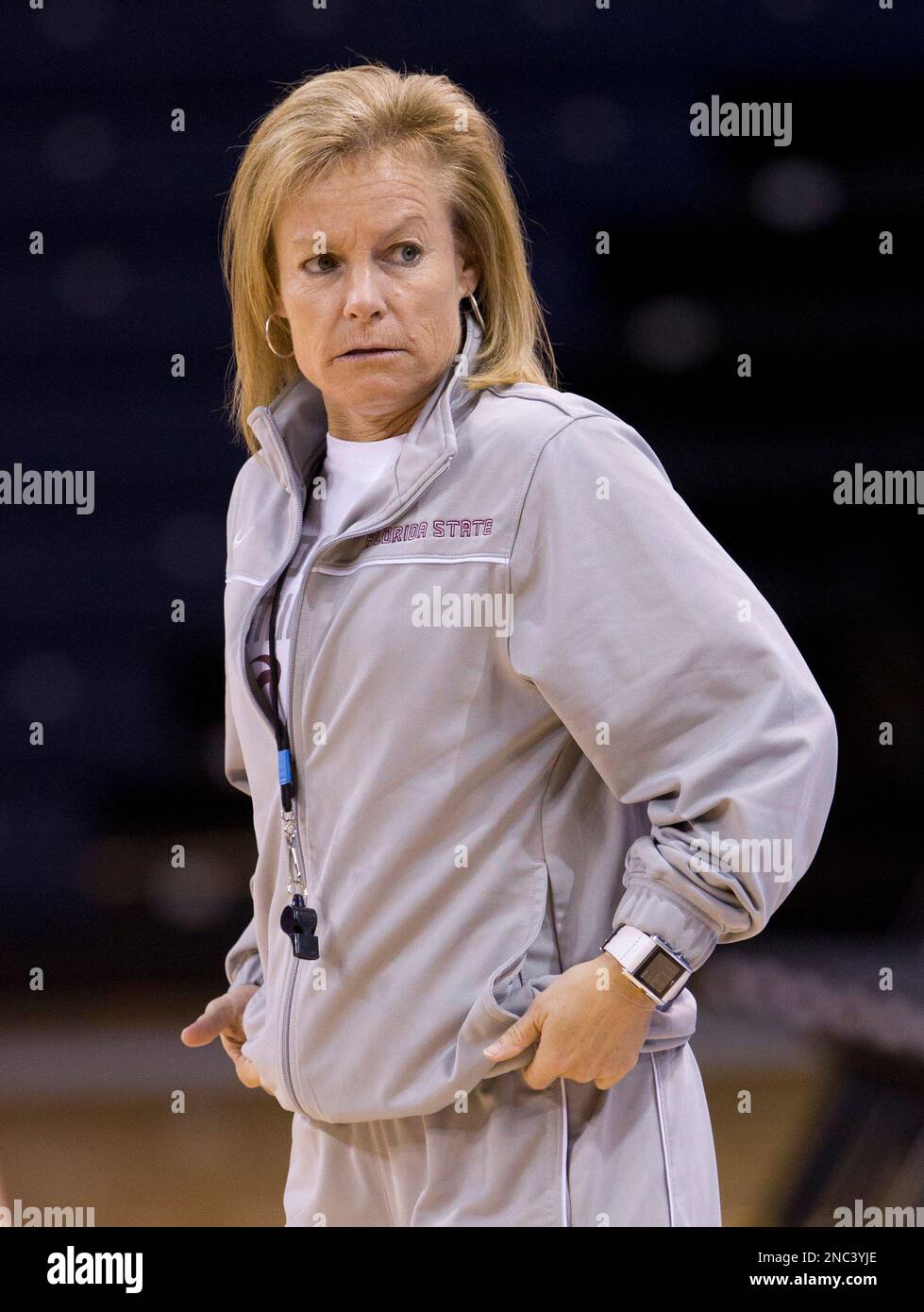 Florida State coach Sue Semrau watches as her team practices for the ...
