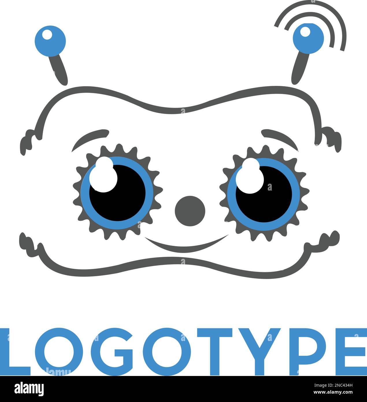 Robot logo. Robot logo template. Cute logotype isolated on white ...