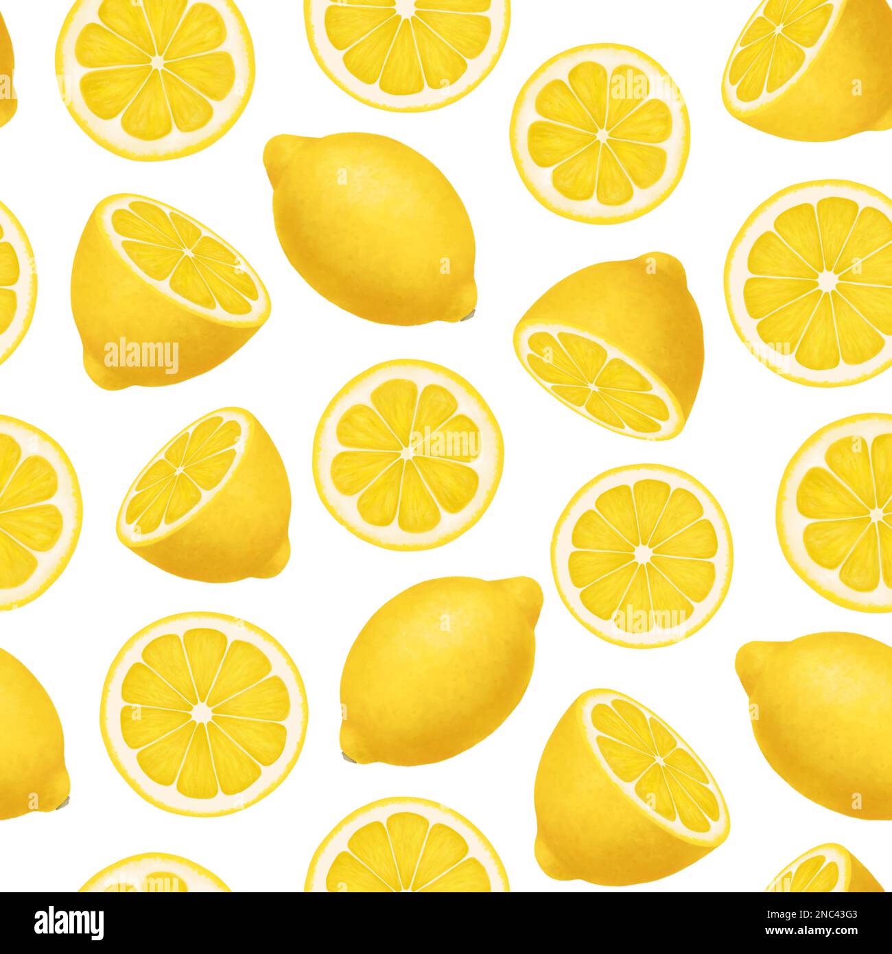 Citrus fruit seamless pattern. Colorful vivid print with juicy lemon ...