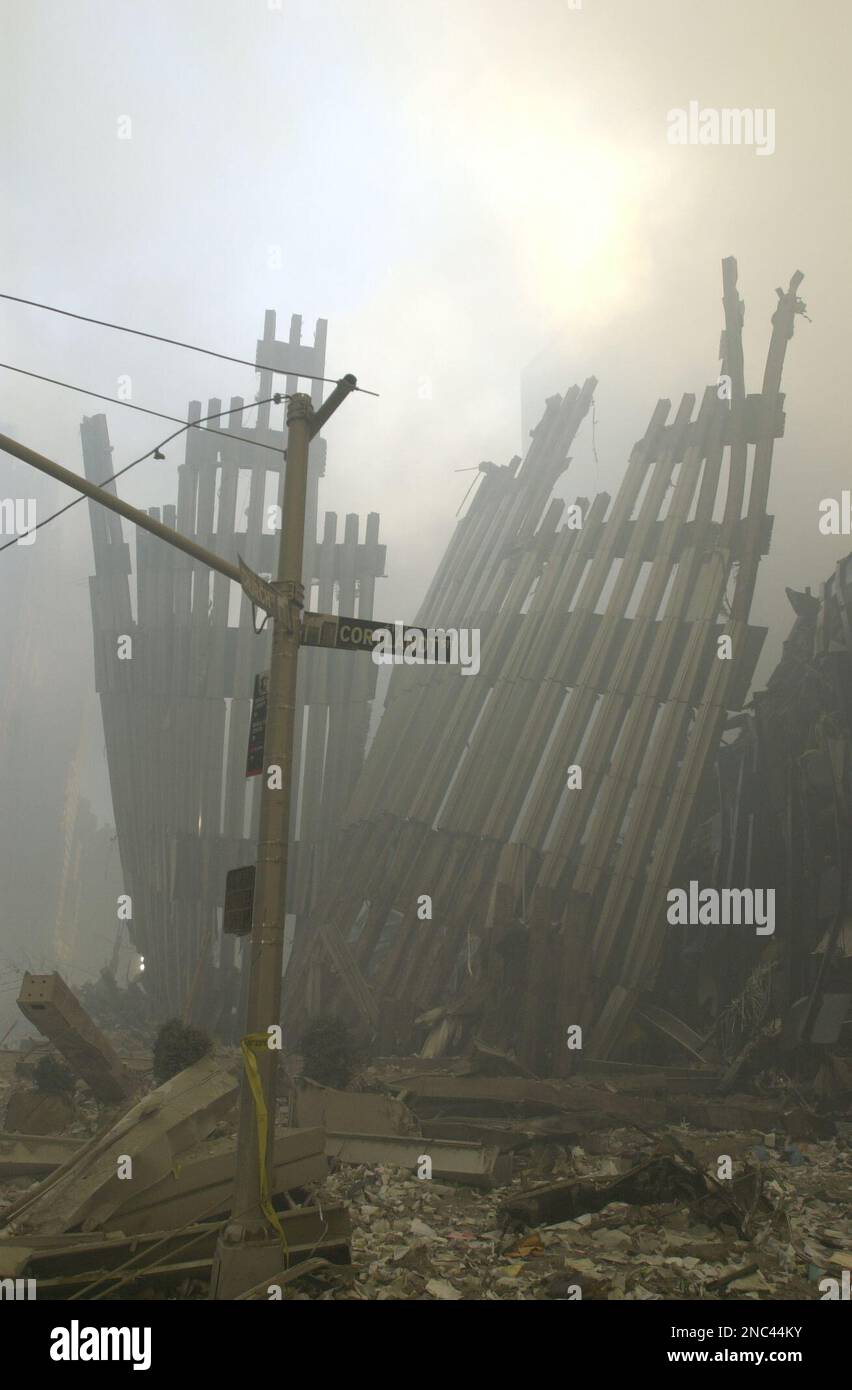 Ground zero on the evening of Sept. 11, 2001 after the September 11 ...