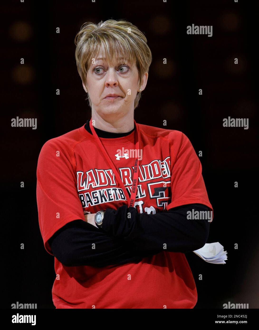 Texas Tech head coach Kristy Curry watches her team during practice in ...