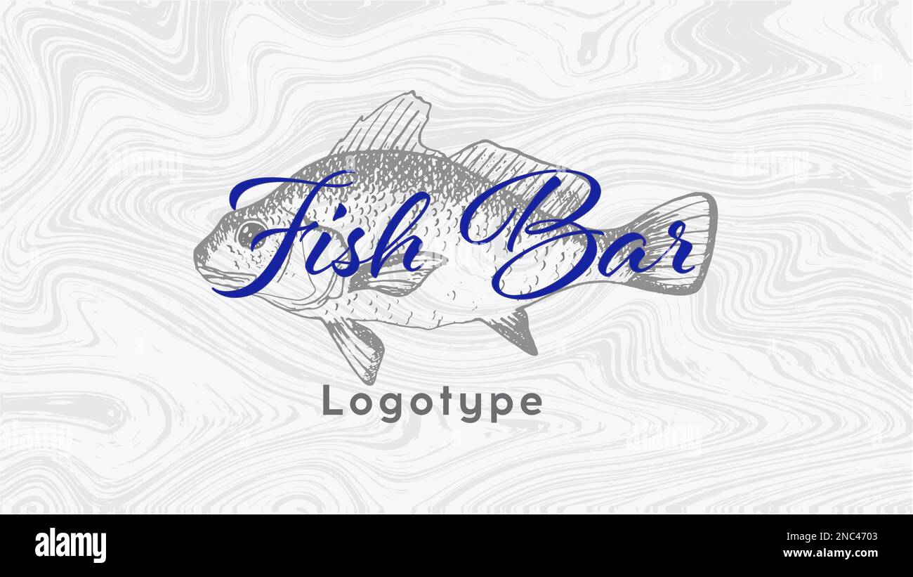 Fish bar vector design logo template. Seafood restaurant idea Stock ...