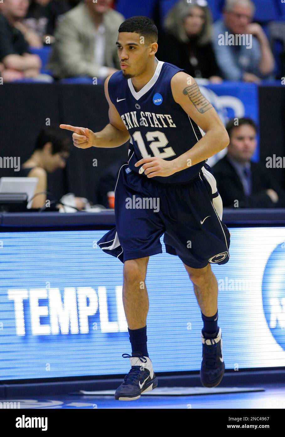 Penn State's Talor Battle reacts after making a three-pointer against ...