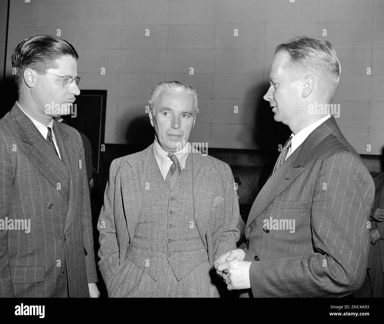 Associated Press staffer Jim Lindsley, left, Charles Chaplin (actor ...