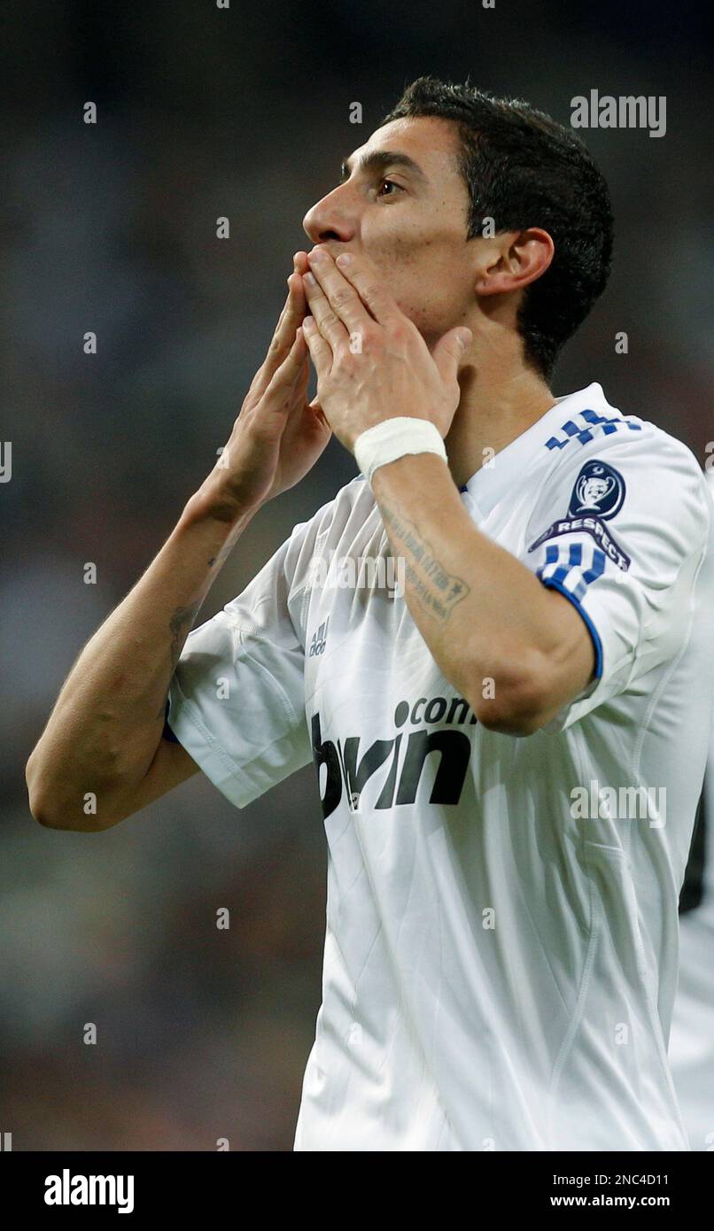 Real Madrid's Angel Di Maria from Argentina celebrates after scoring ...