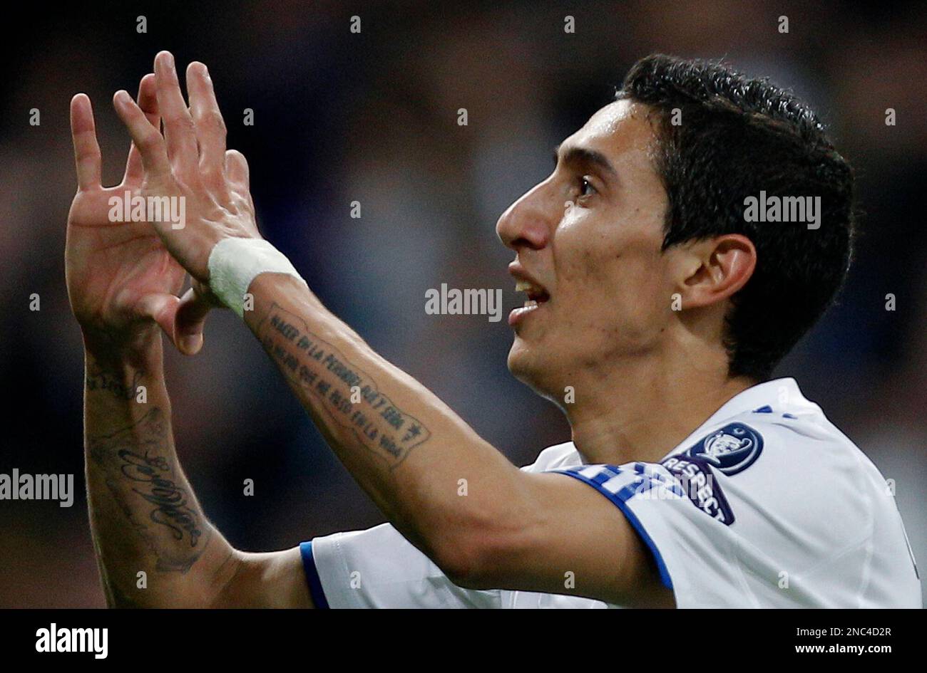 Real Madrid's Angel Di Maria from Argentina celebrates after scoring ...