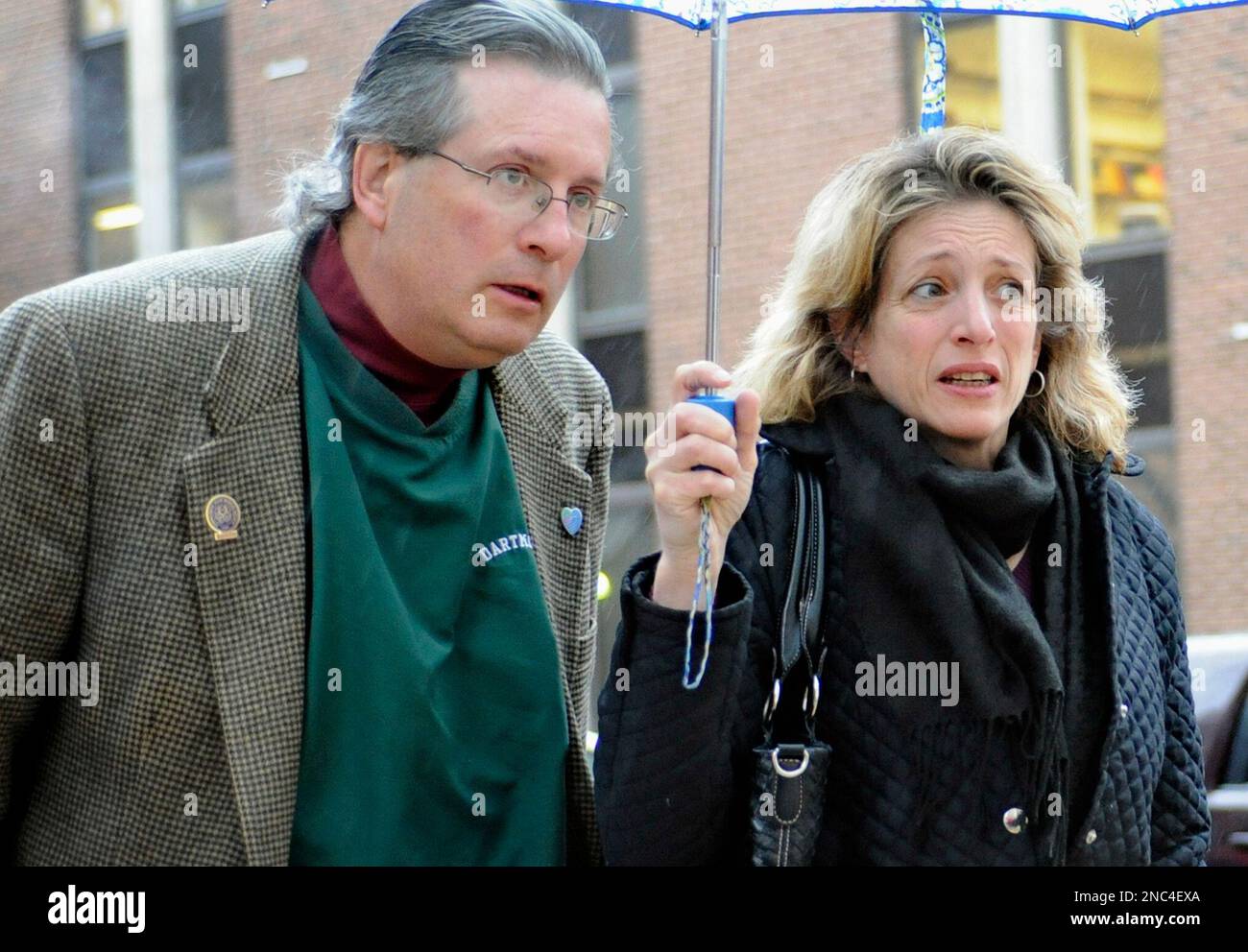 Dr. William Petit Jr., left, and his sister Johanna Chapman arrive at ...