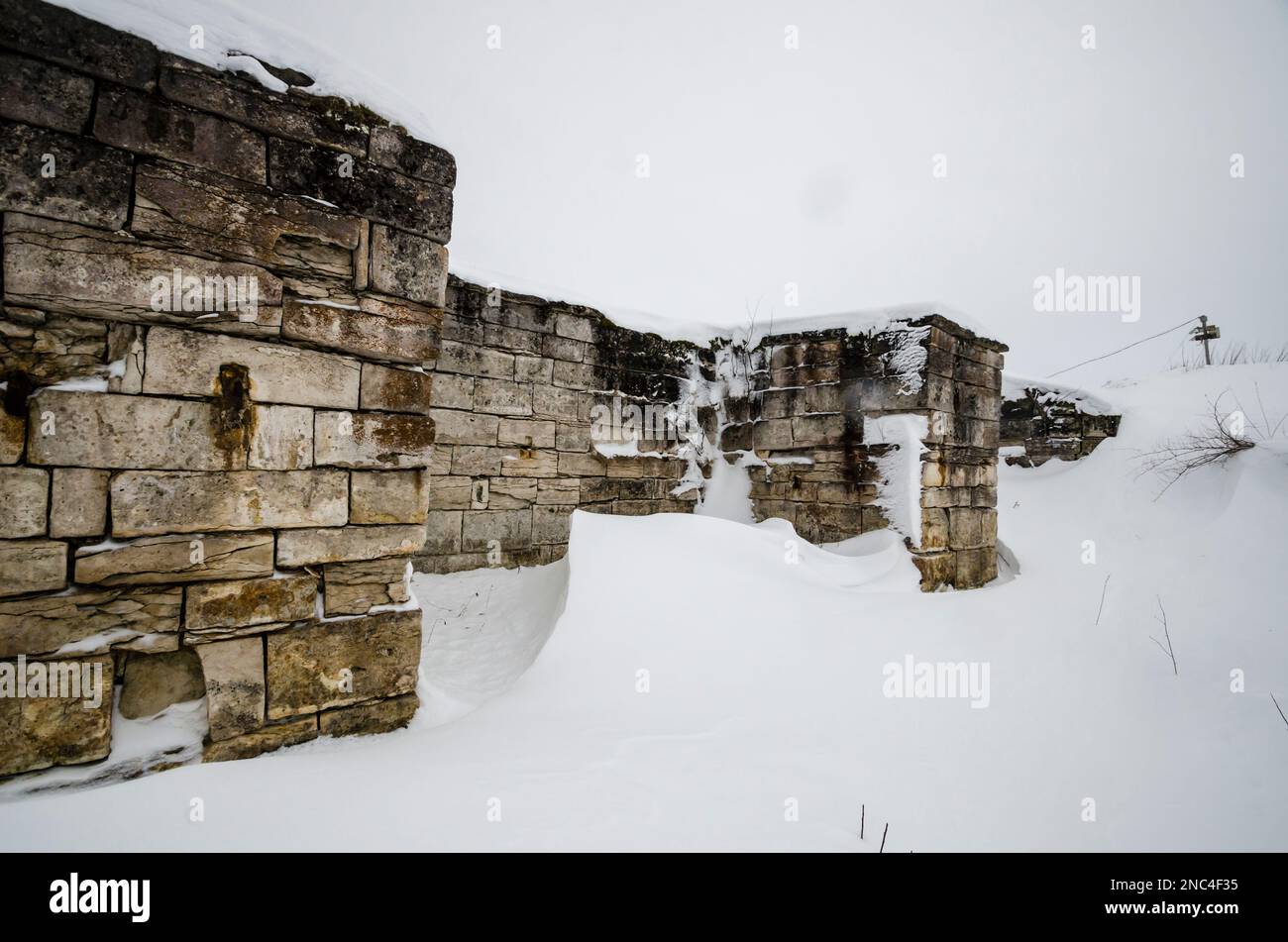 Buttresses in a stone fortress. Fortification. Novodvinskaya Bastion ...