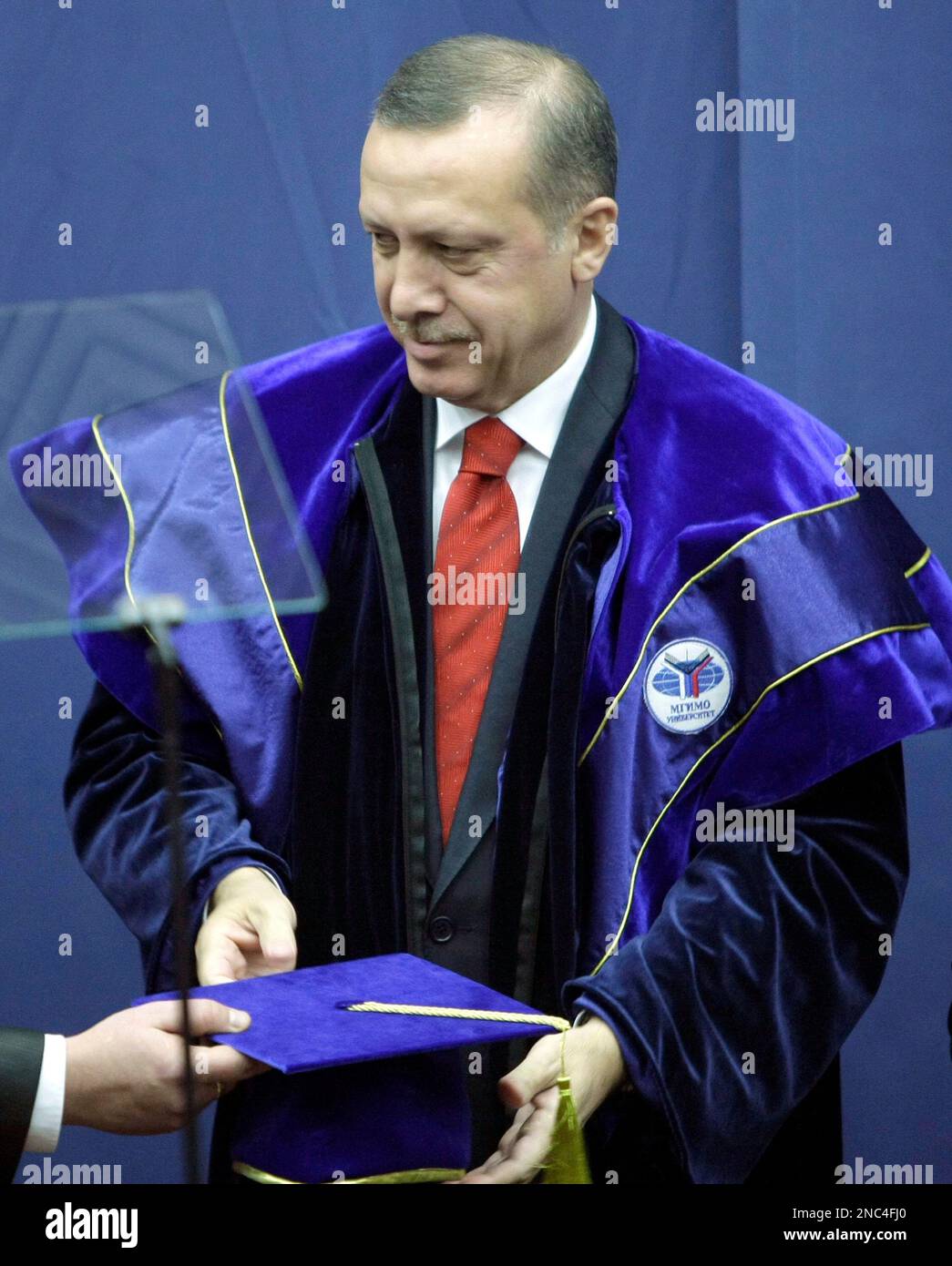 Turkey's Prime Minister Recep Tayyip Erdogan receives an honorary ...